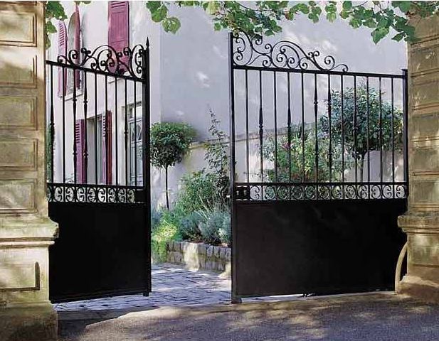 Fabricant, portail, portillon, grille, clôture, en, fer, forgé ...